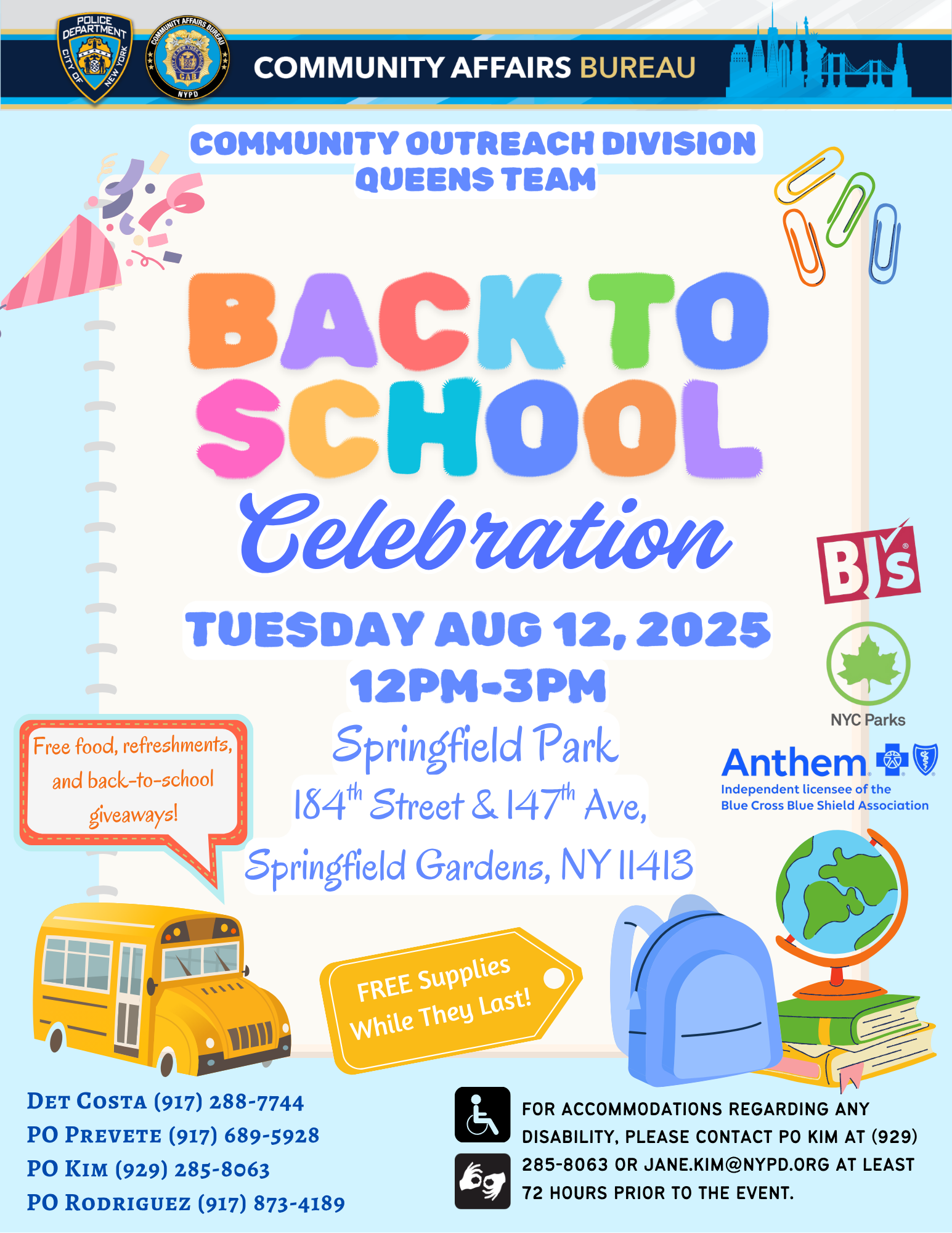 NYPD Queens Back-to-School Celebration - OANA - Old Astoria ...